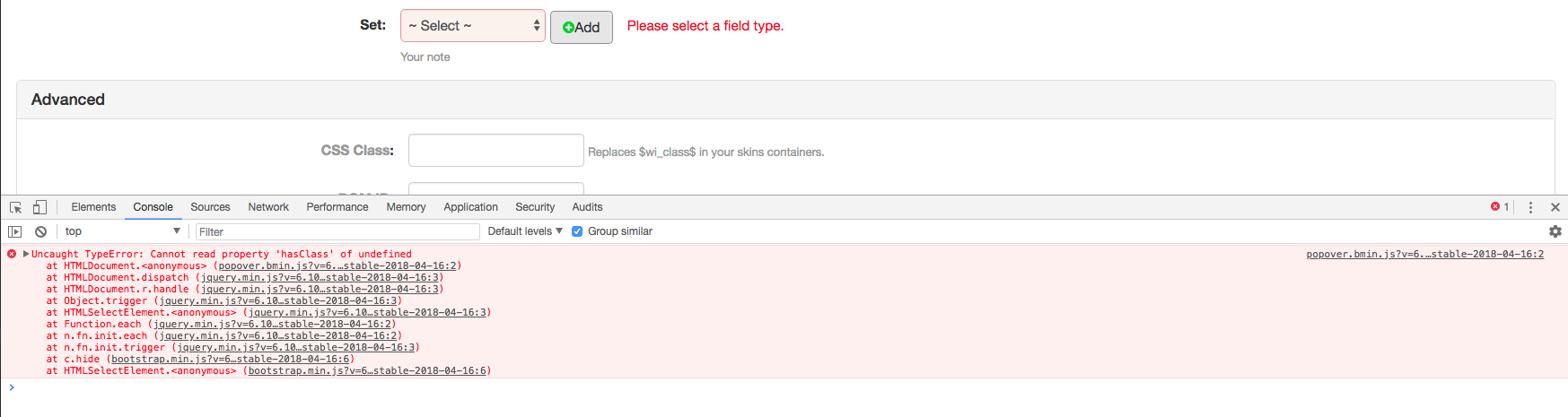 JavaScript Error popover for field_error class added dynamically JavaScript Error popover for field_error class added dynamically