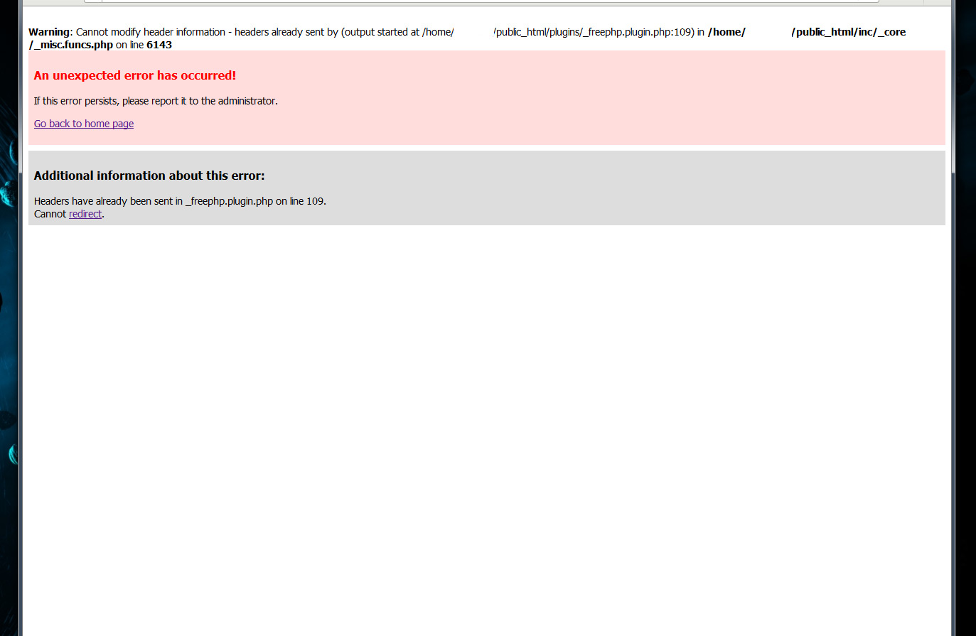 Cannot Modify Header Information Headers Already Sent From Coretemplatefuncsphp